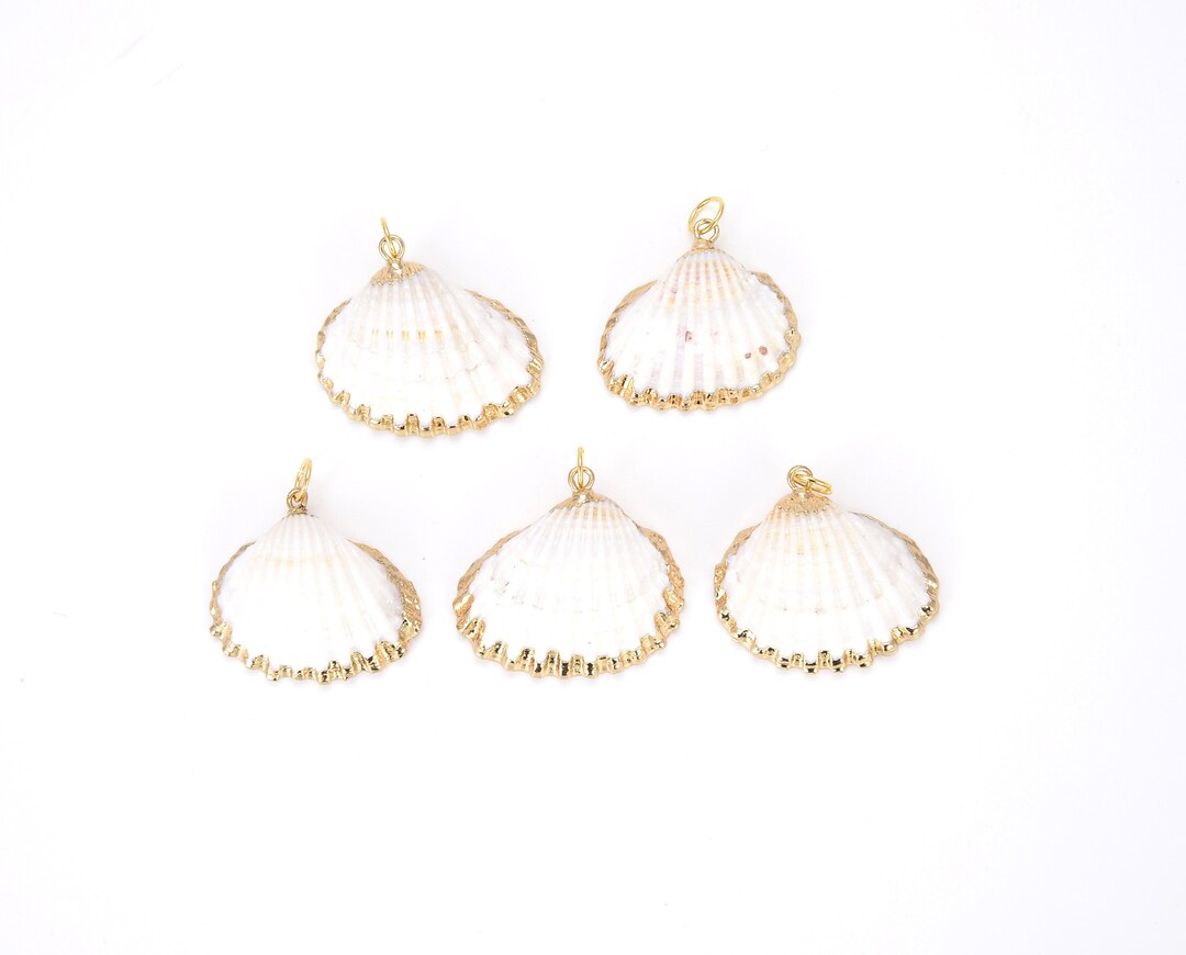 Natural Sunray Venus Clam Shell Charm Pendant, Seashell Add-on Charm in ...