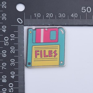 Retro Floppy Disk Charm for Bracelet, 90s ‘files’ Acrylic Keychain ...