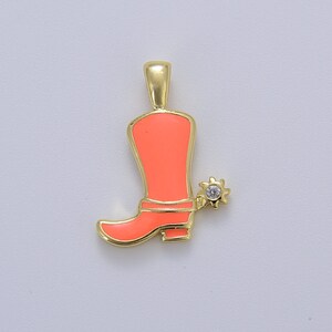 Enamel Color Cowboy Boot Charm, Gold Cowboy Boots Charm for Necklace or ...