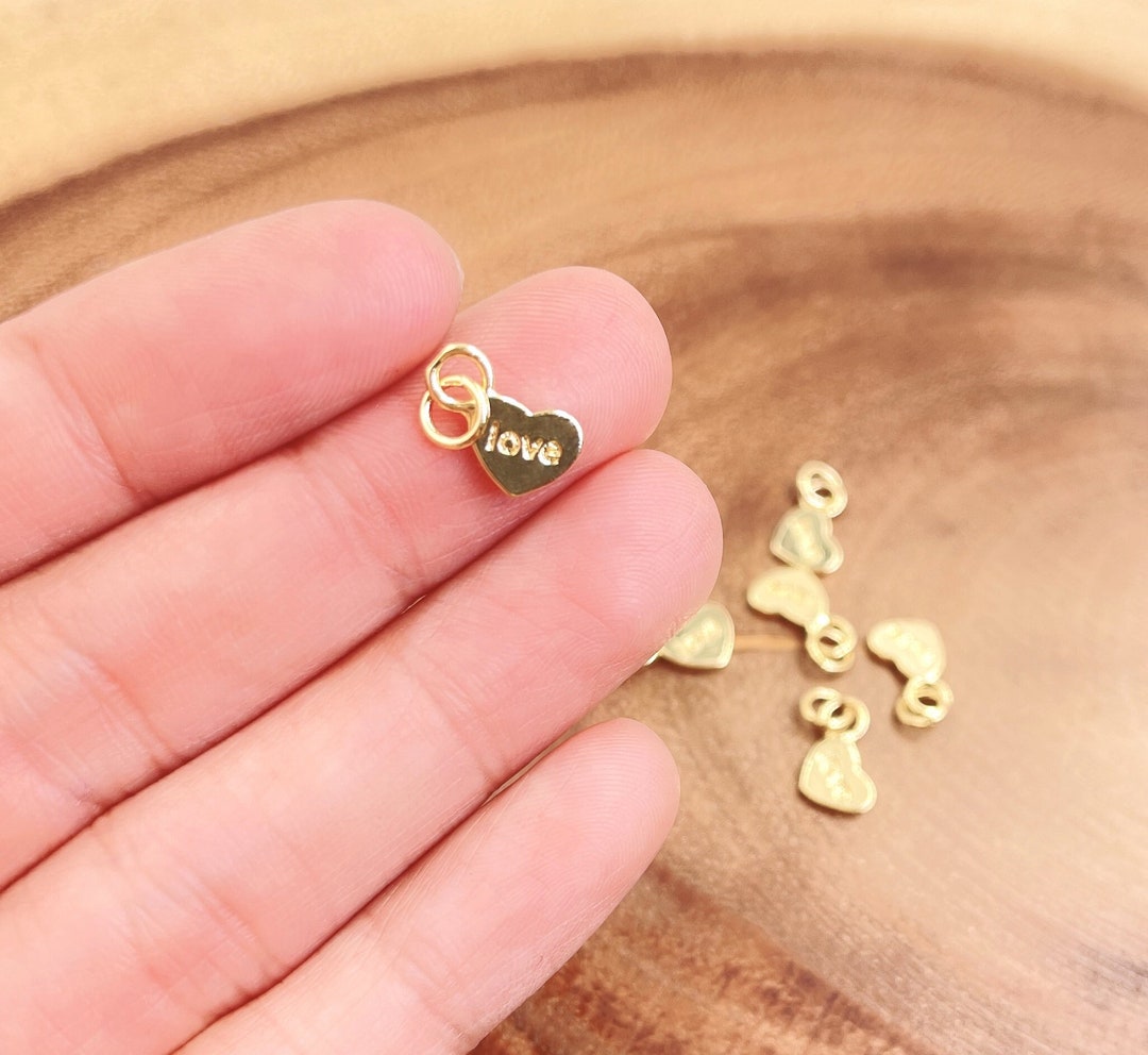 Dainty Gold Mini Heart Charm, Tiny Gold Heart Love Pendant, Add on Gold ...
