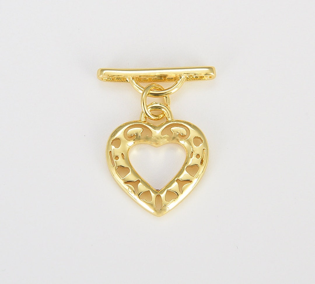 Gold Heart Toggle Clasp With Jump Ring, Gold OT Clasp for Jewelry ...