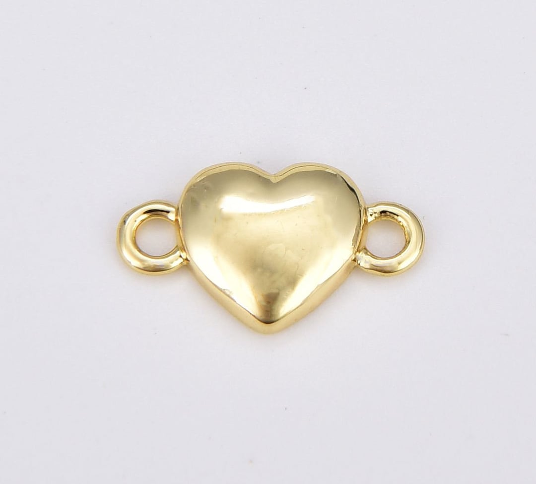 Gold Heart Link Charm Connector, 18K Gold Filled Heart Connector ,love ...