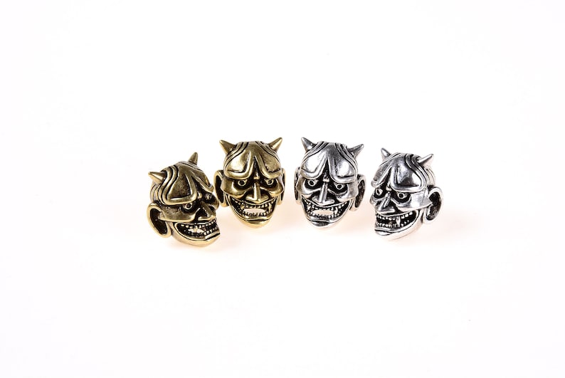 Antique Japanese Hannya Mask Charm Beads, Samurai, Oni Mask Beads ...