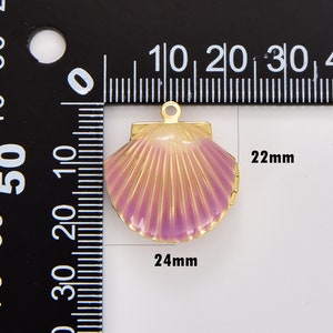 Dainty Teal and Magenta Openable Clam Shell Locket Charm Pendant, Gold ...