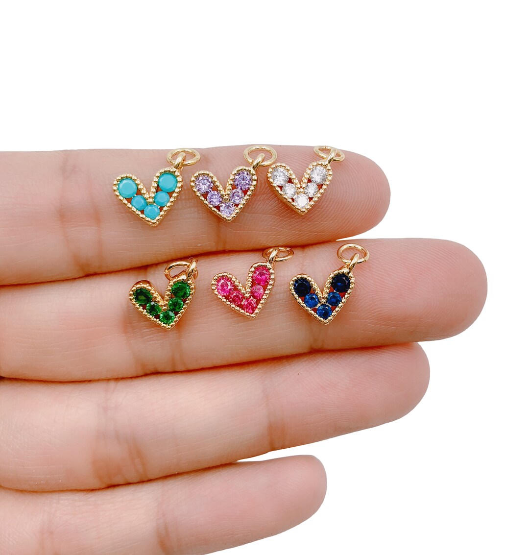 Gold Filled Tiny Heart Charm – Pendant, Cubic Micro Pave Charm for ...
