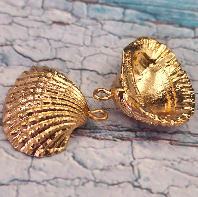 Large Clam Shell Add-on Charm in Gold Filled, Delicate Sea Shell ...