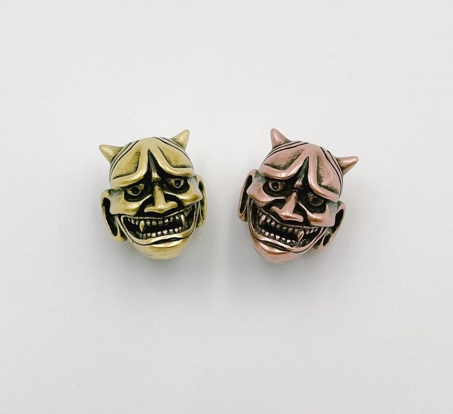 Antique Japanese Hannya Mask Charm Beads, Samurai, Oni Mask Beads ...