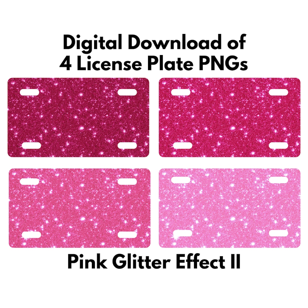Pink Glitter License Plate PNG, License Plate Sublimation Designs ...