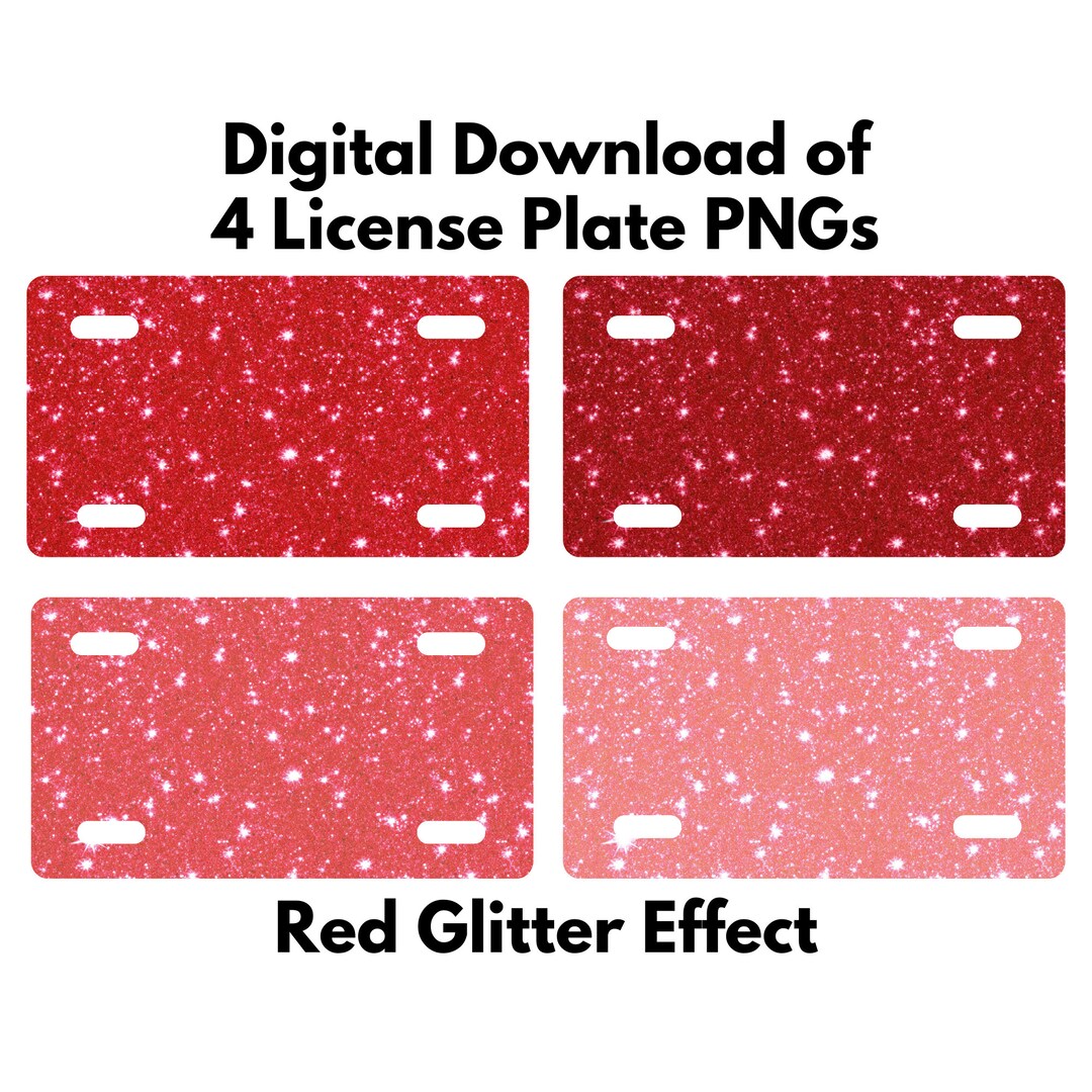 Red Glitter License Plate PNG, Sublimation Design, License Plate ...