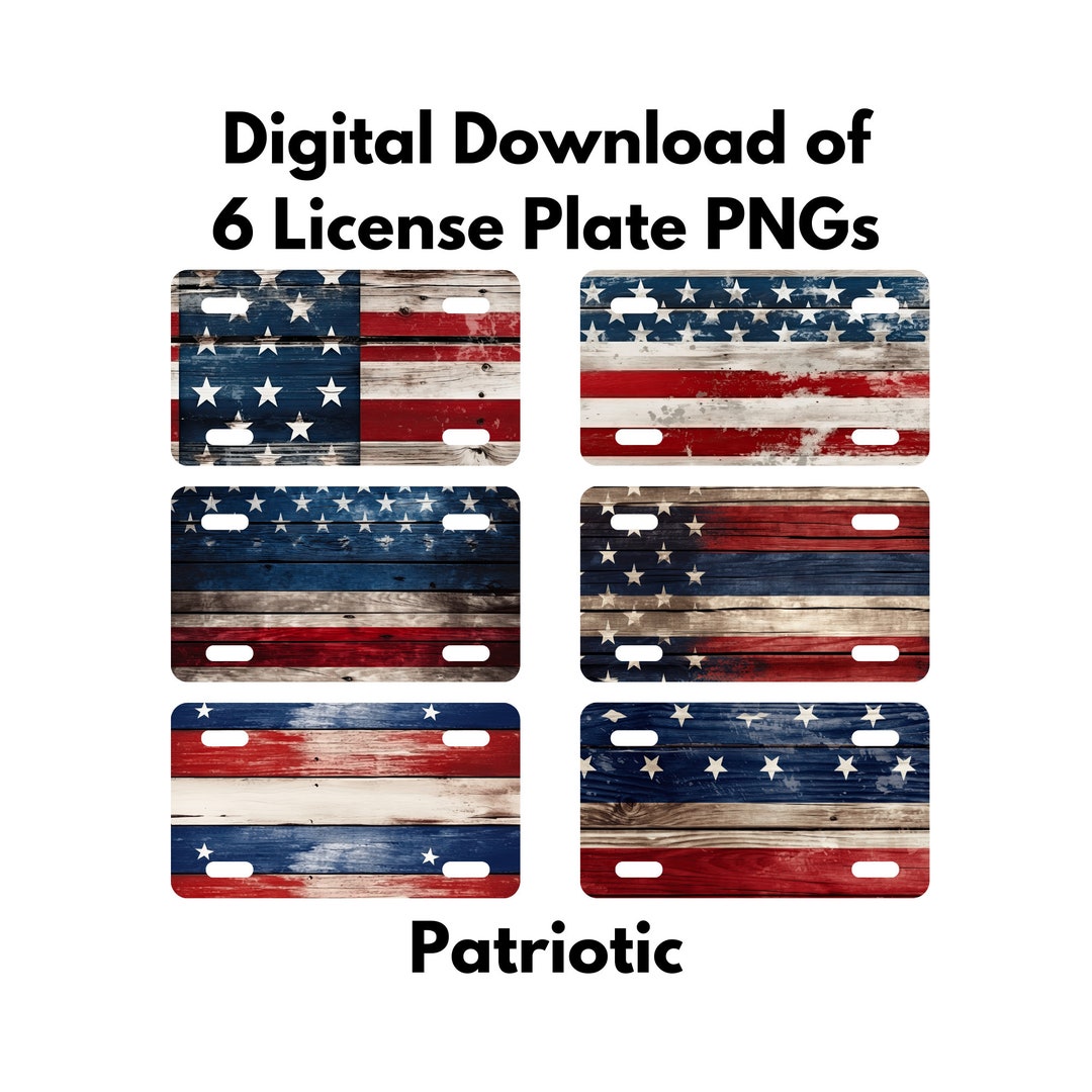 American Flag License Plate PNG, License Plate Sublimation Designs ...