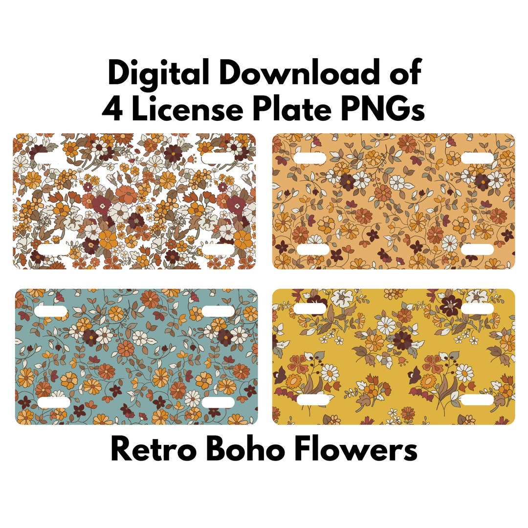 Flower License Plate PNG, Sublimation Design, License Plate PNG Designs ...