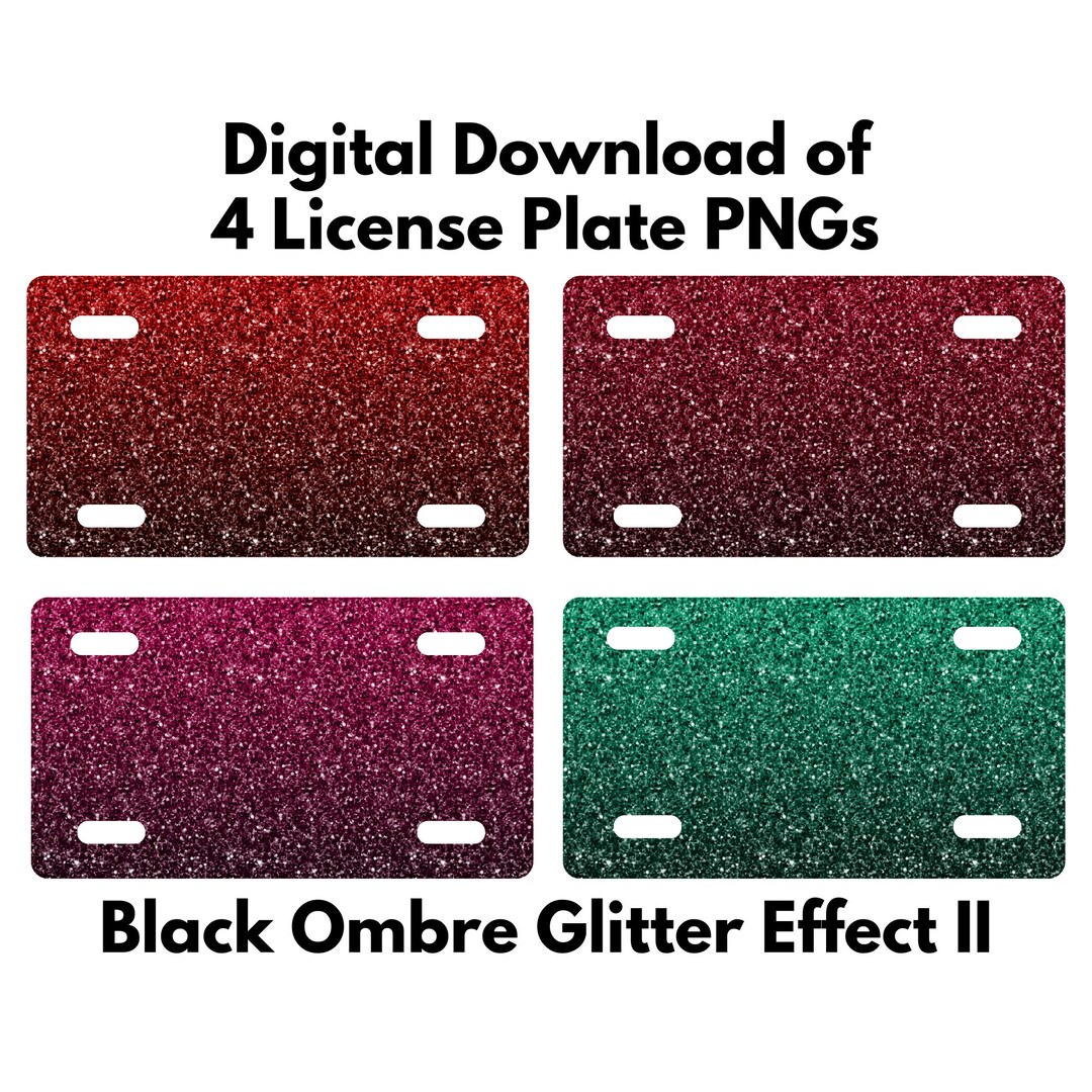 Black Ombre Glitter License Plate PNG, License Plate Sublimation ...