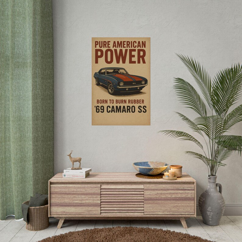 Vintage 1969 Camaro SS Poster: Retro Muscle Car Art Print - Etsy