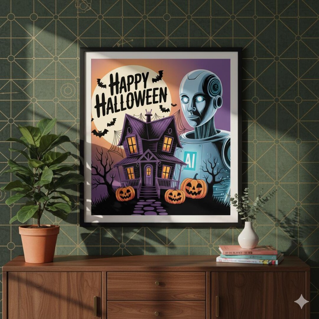 Vintage Halloween Wall Art Printable – Retro Spooky Pumpkin Poster ...