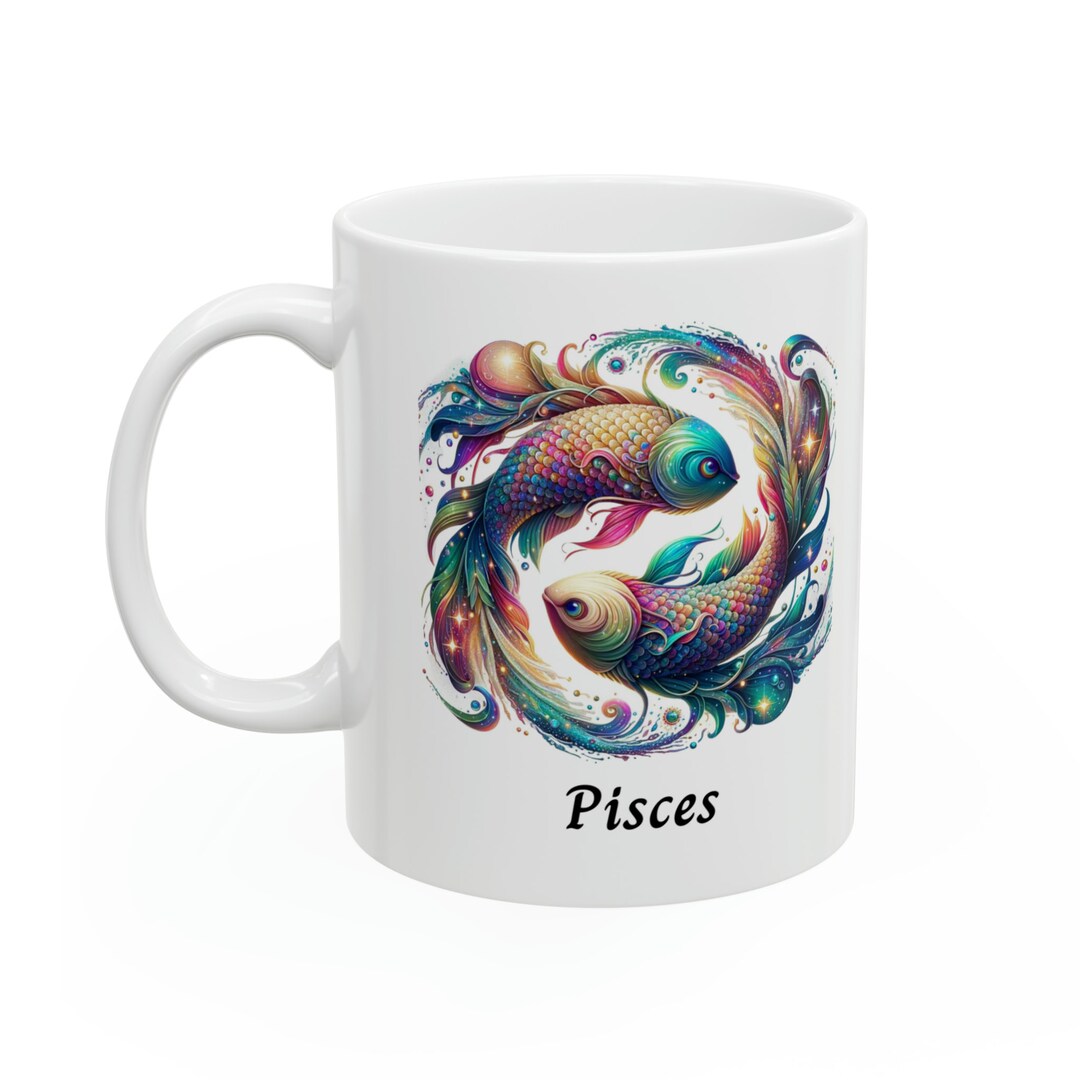 Pisces Coffee Mug, Zodiac Cup, Astrology Gift, March Birthday, Fish ...