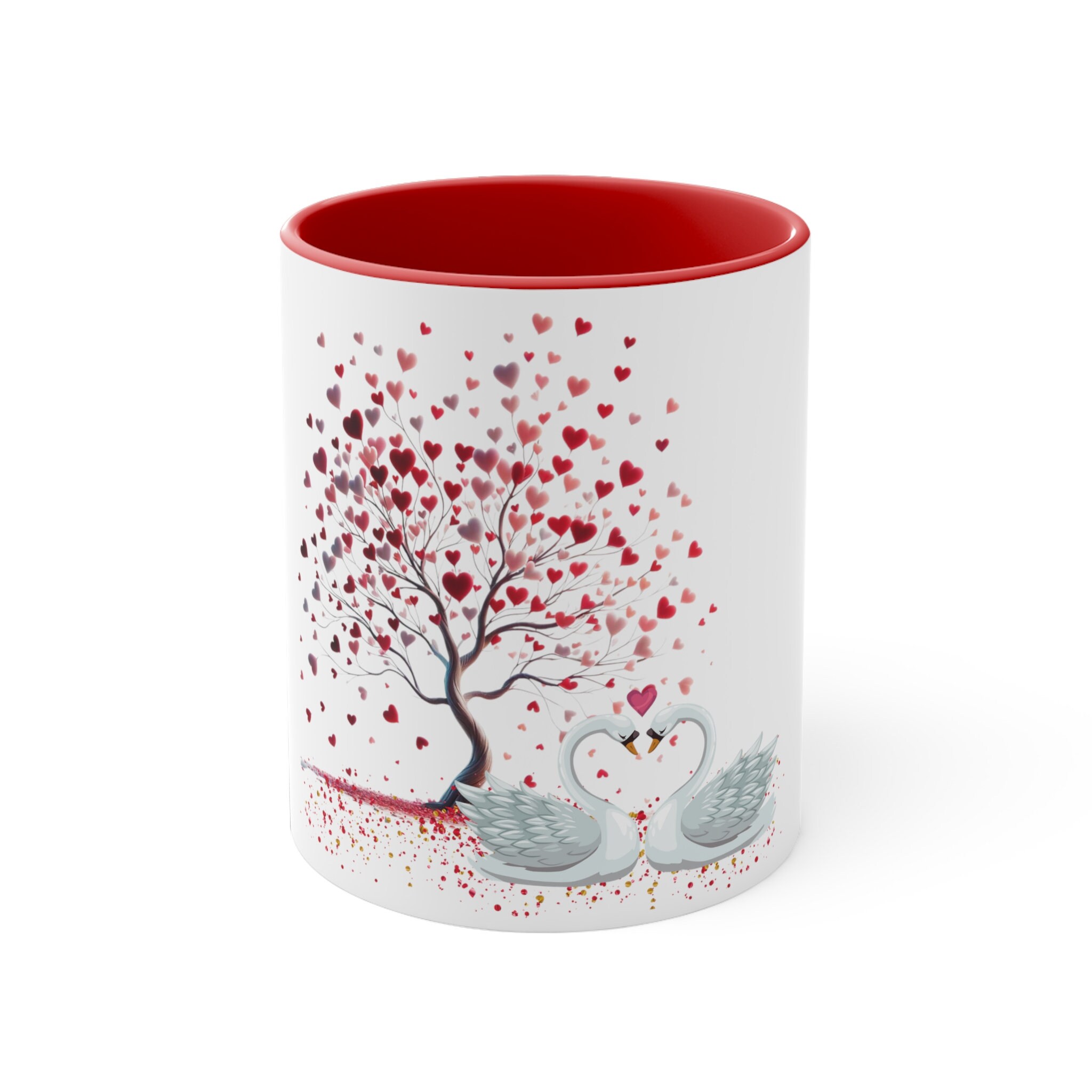 Valentines Swans Mugs Love Swans Lovers Mugs Heart Tree Gift - Etsy