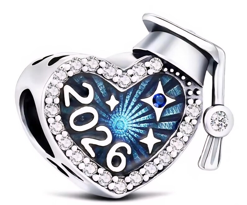 2026 Graduation Charm Bead, Heart Graduation Cap Charm, Congrats You ...