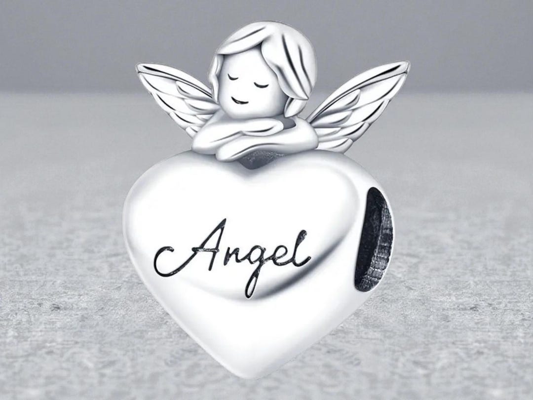 Angel Heart Charm – Sterling Silver Guardian Angel Bead - Etsy