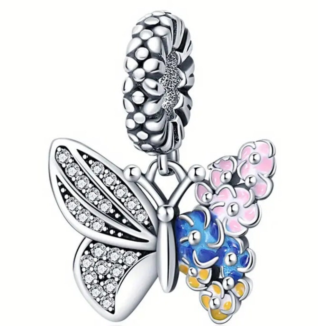 Pandora Sterling Silver Flower Butterfly Charm for Pandora Bracelet - Etsy