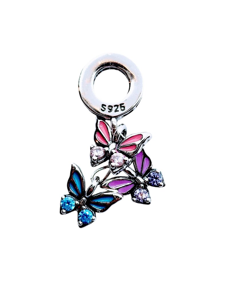 Sterling Silver Cascading Butterfly Charm for Bracelet - Etsy