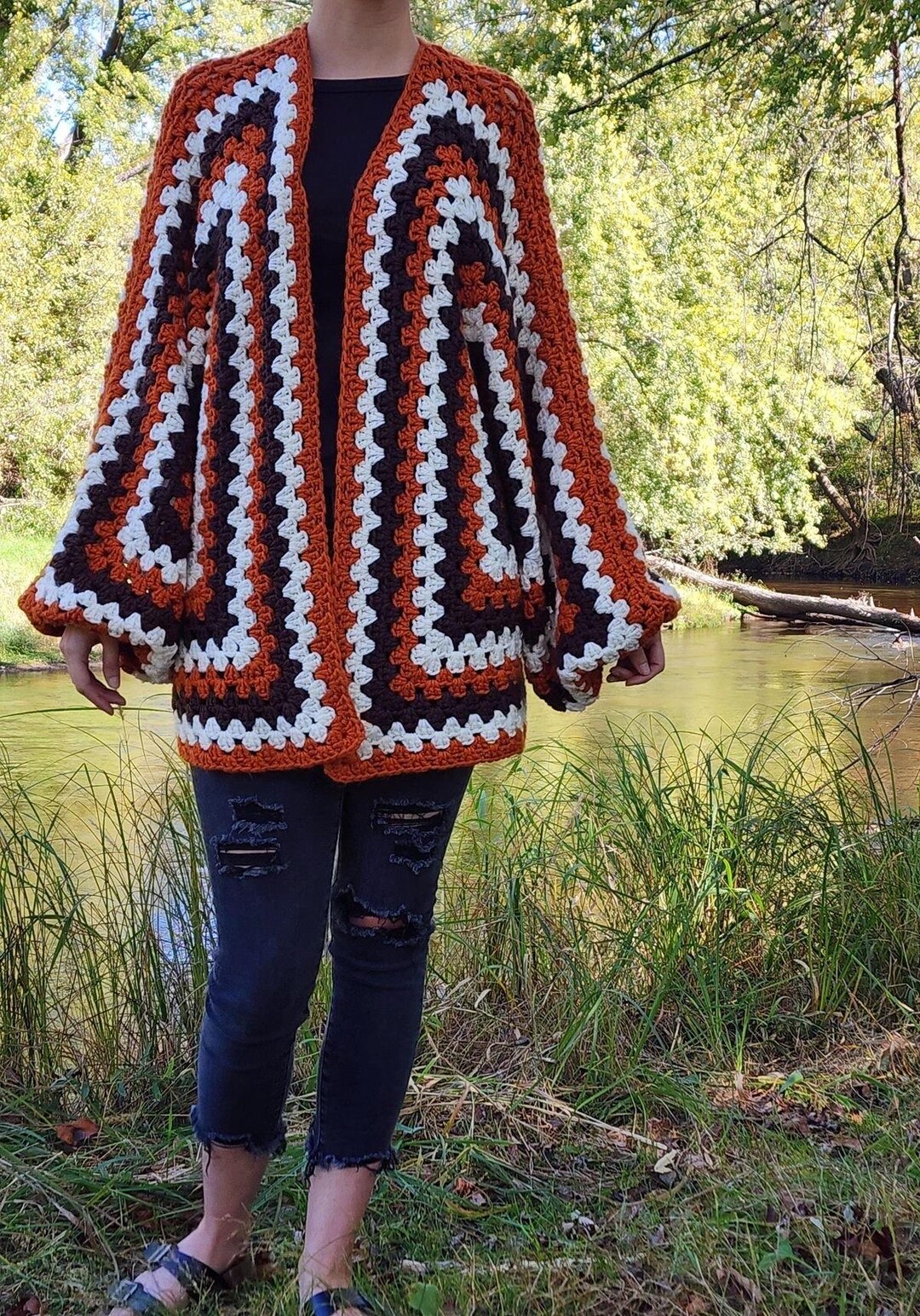 Crochet Hexagon Cardigan: Soft Yarn Blend, Fall Colors - Etsy
