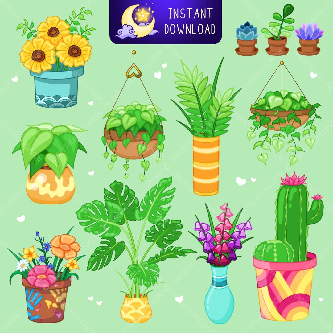 Potted Plant Digital Stickers! (for Digital Journals and Printing) - Etsy