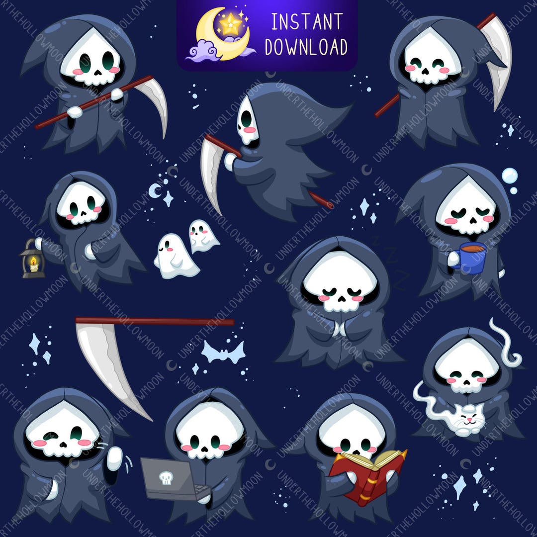 Grim Reaper Digital Stickers! (for Digital Journals and Printing) - Etsy