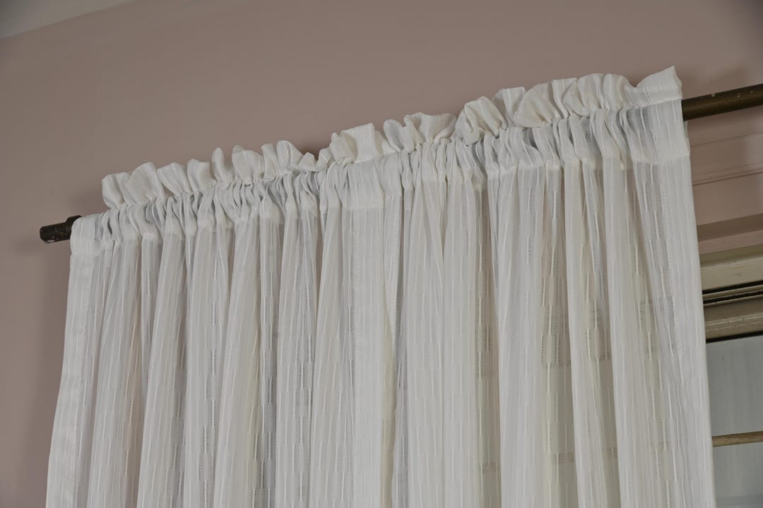 Set of 2 Sheer Gather Curtains- 52” Width X 96” Length, Self-jacquard ...