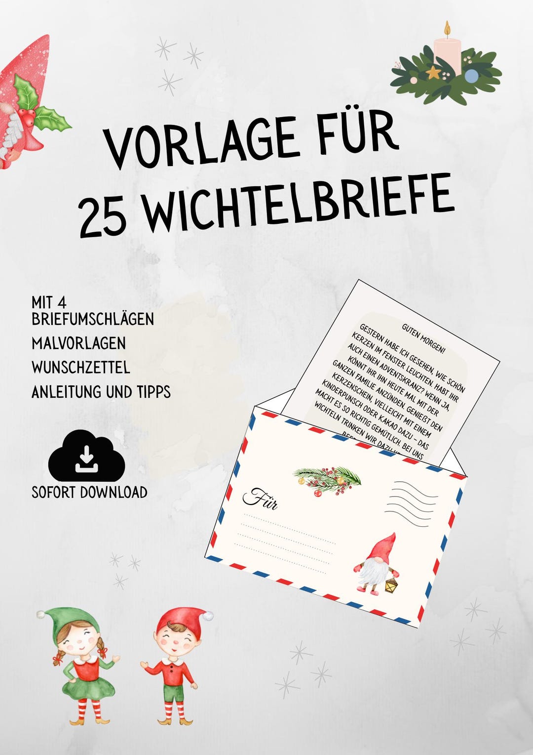 25 Printable Secret Santa Letters + Envelopes | Wish List ...