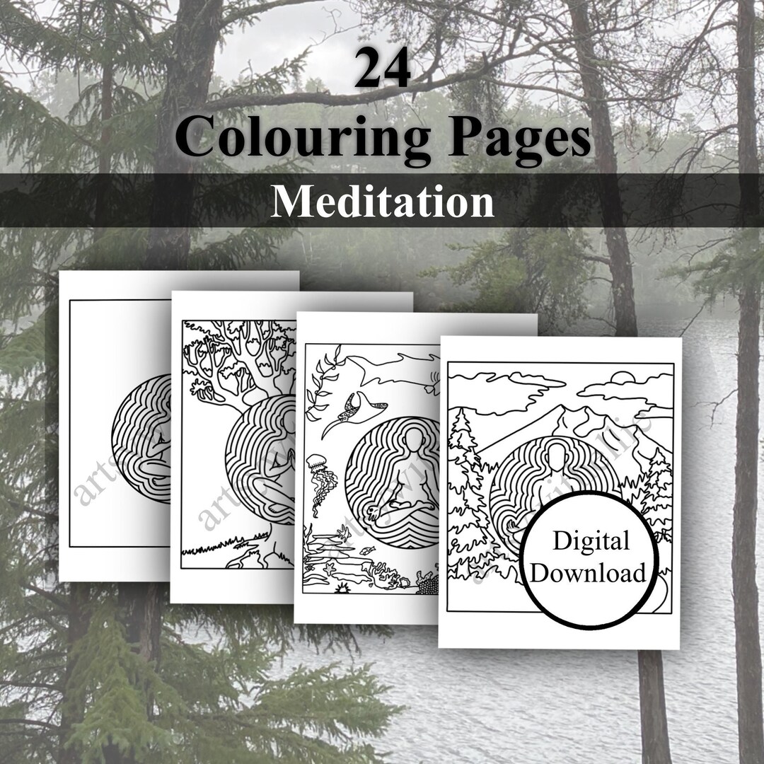 Meditation Colouring Pages - Digital Download - 24 Pages - Letter Size ...