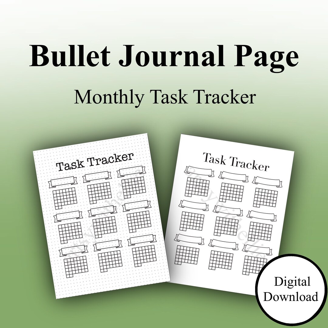 Monthly Task Tracker Bullet Journal Page Digital Download Printable ...
