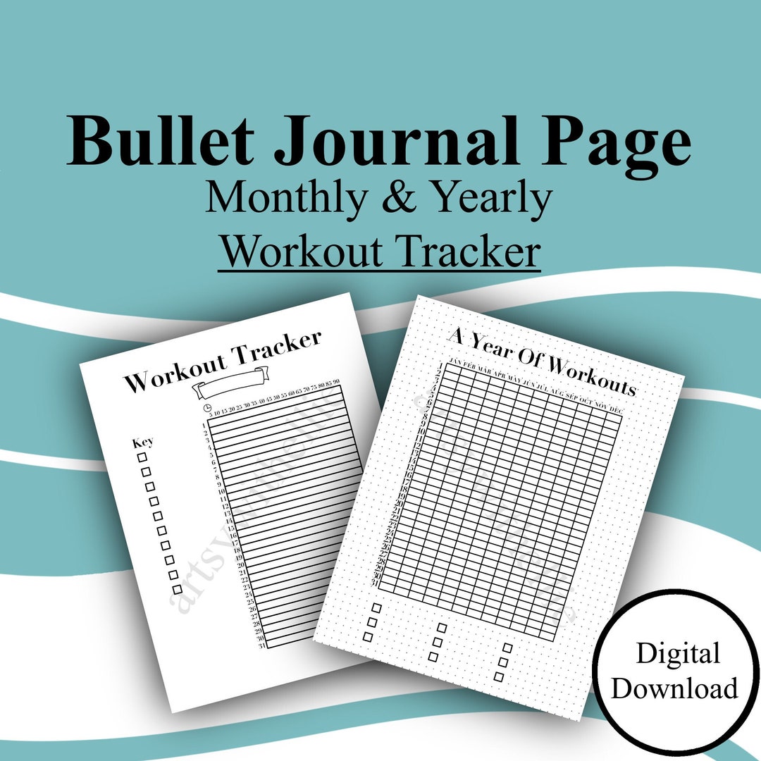 Yearly and Monthly Workout Tracker Bullet Journal Page Digital Download ...