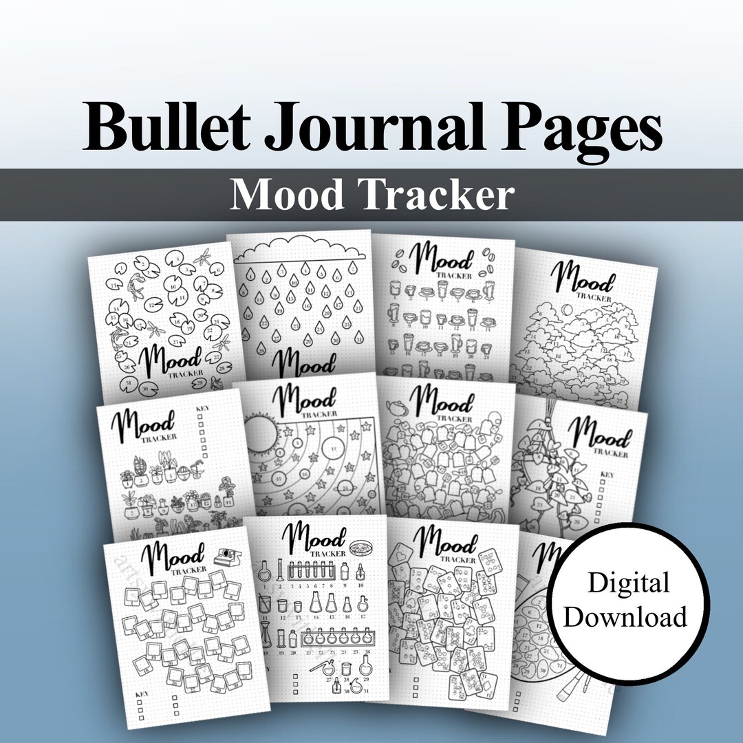Mood Tracker Bullet Journal Pages Digital Download Printable Tracker - Etsy