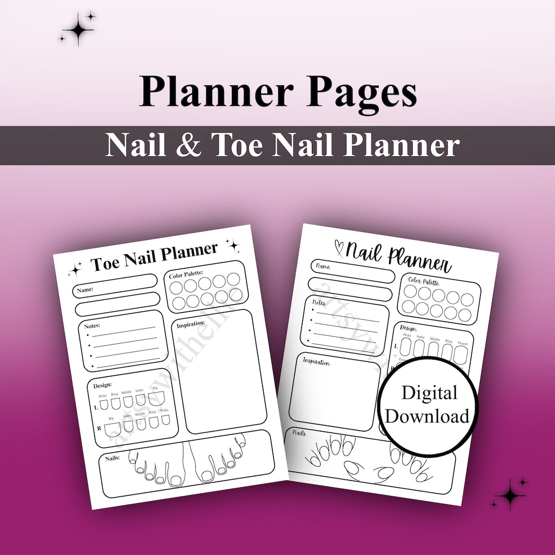 Nail Design Planner- Toe Nail Design Planner - Design Planner - Digital ...