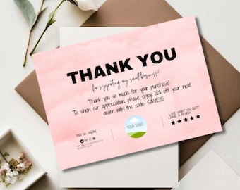 Business Thank You Card, Printable Thank You for Your Purchase Card ...