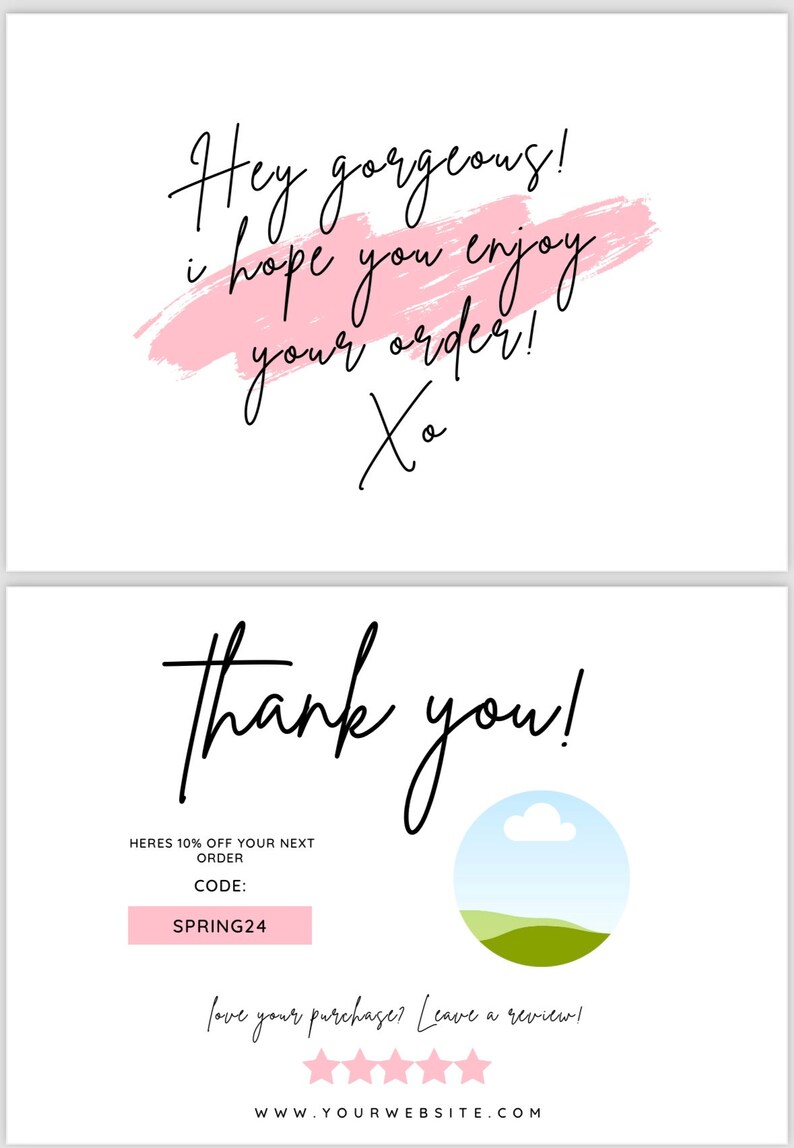 Editable Thank You Cards, Small Business Thank You for Your Purchase ...