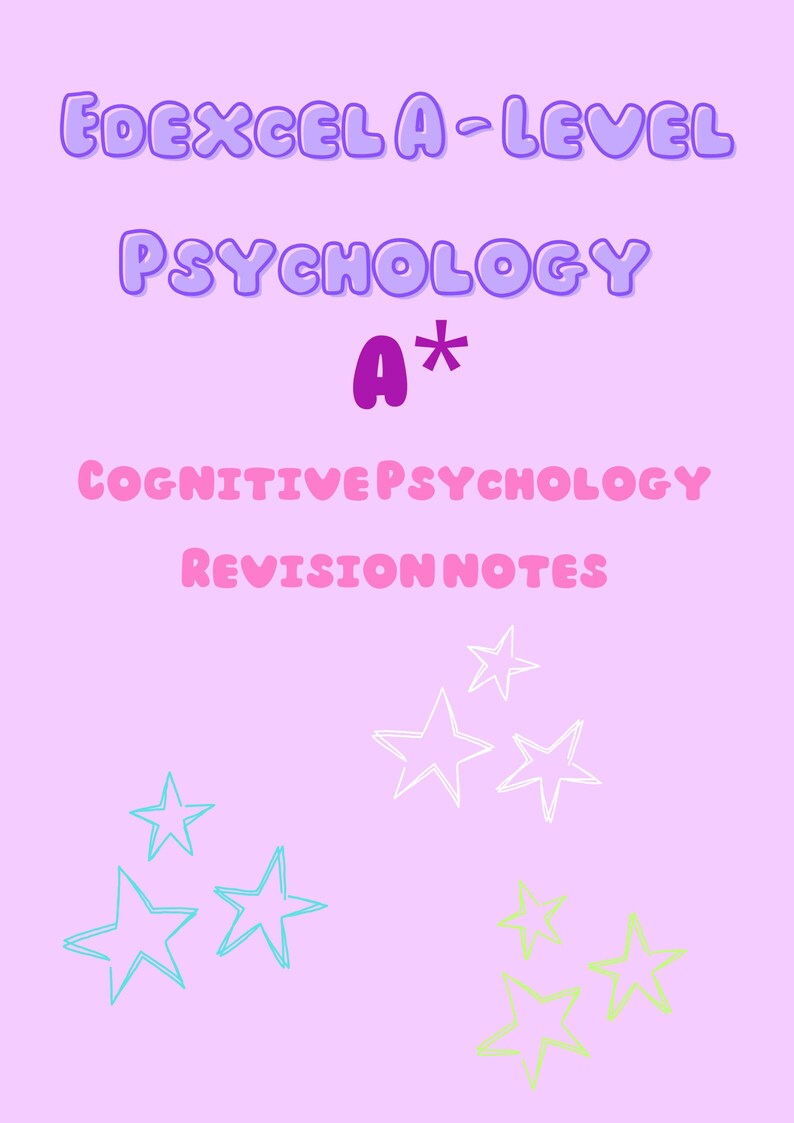 Edexcel A-level Psychology Revision Notes for Cognitive Psychology - Etsy