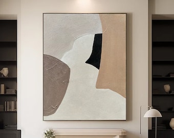 Wabi-sabi Brown and Beige Wall Art Brown Beige Painting Beige Textured ...