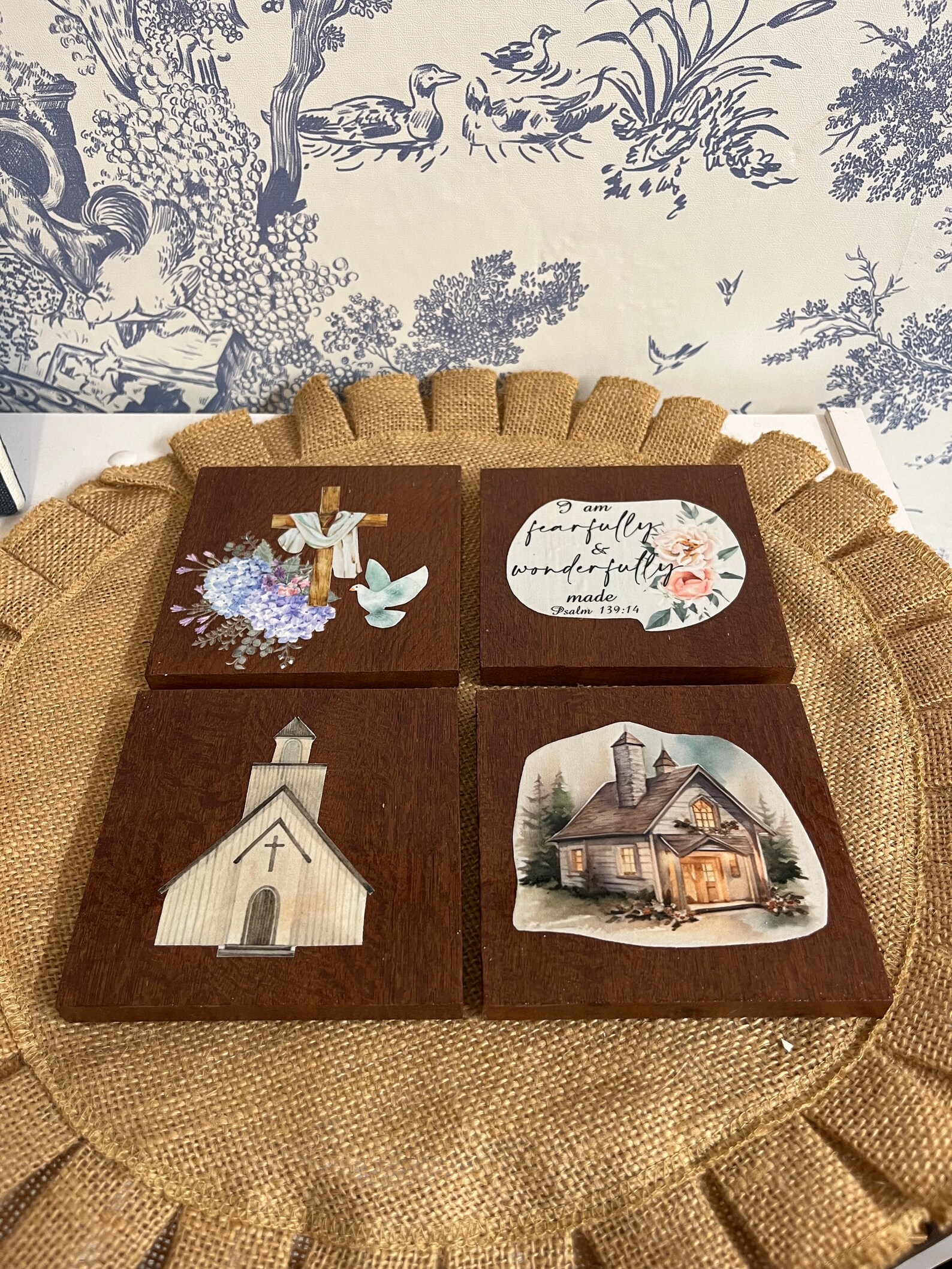 Church, Flowers, and Bible Verse Wooden Coasters - Etsy