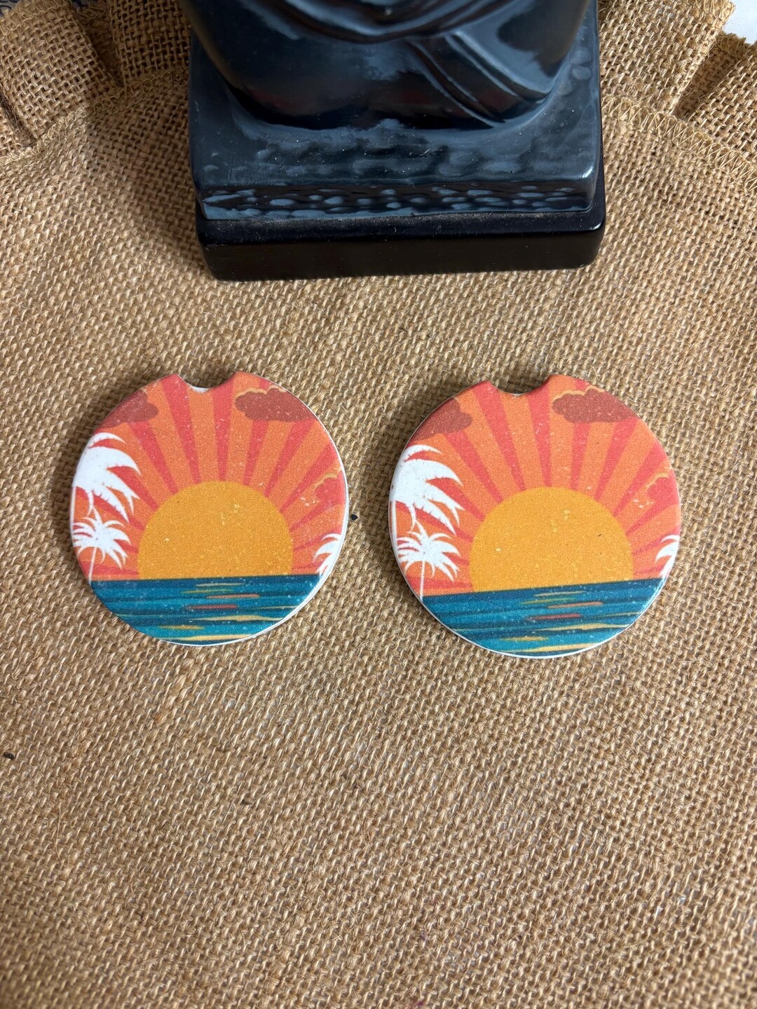 Beach Scene Ceramic Car Coasters (set of 2) - Etsy
