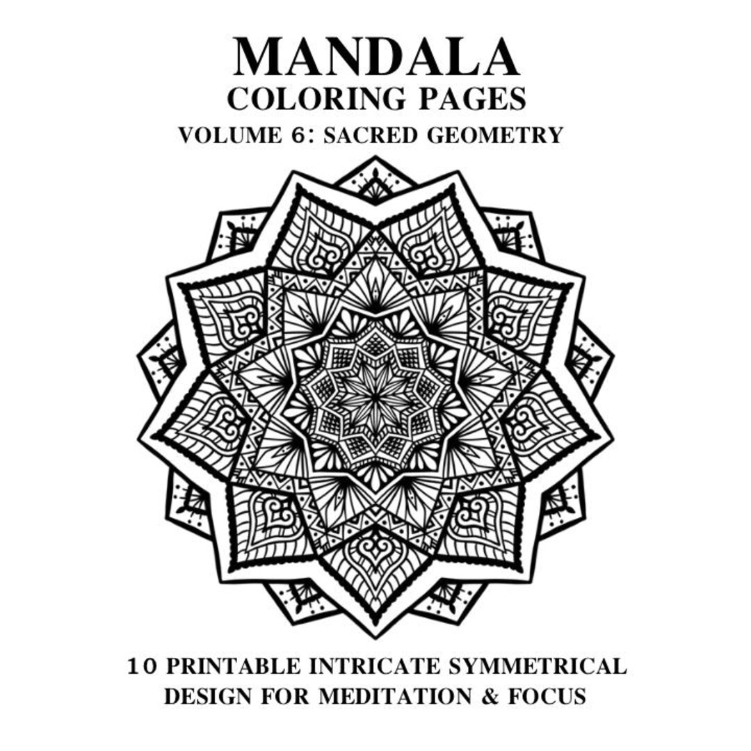Sacred Geometry Mandala Coloring Pages: 10 Intricate Designs (PDF) - Etsy