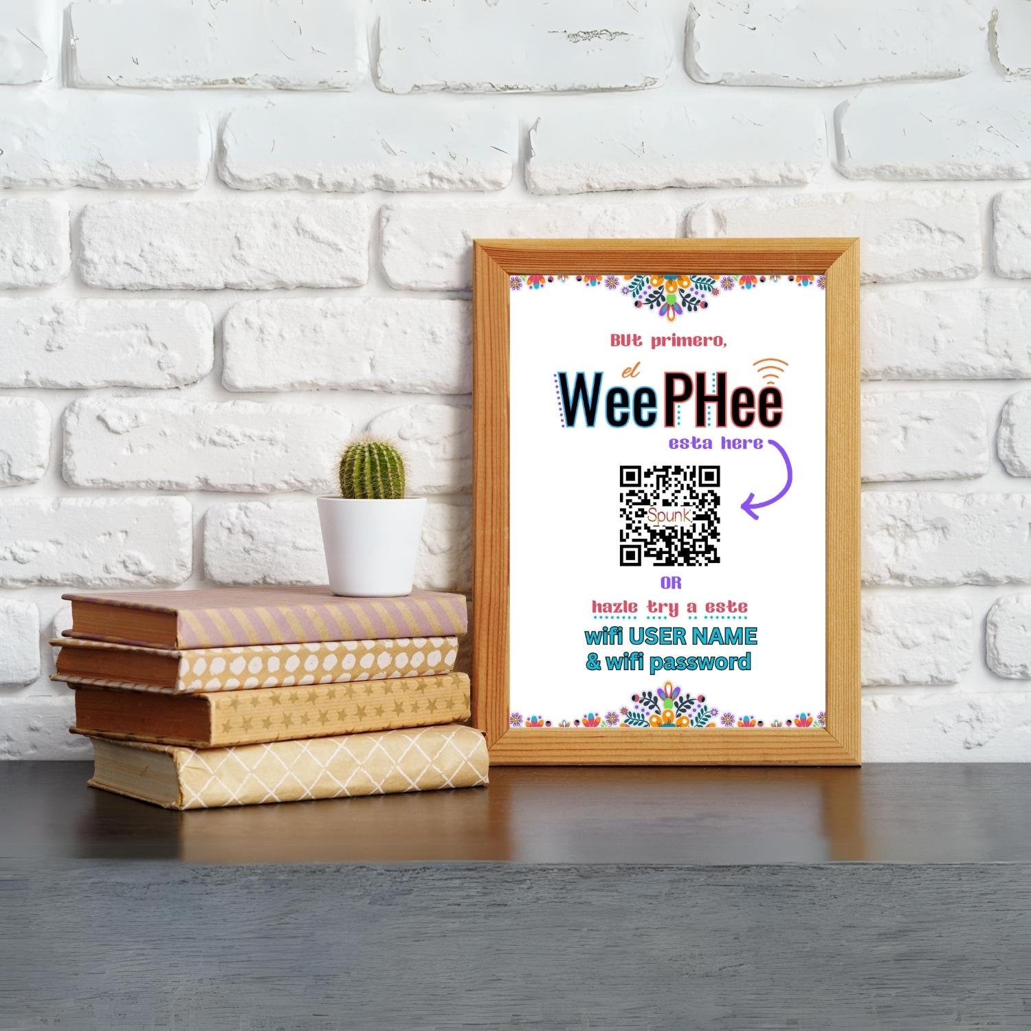 Printable Spanglish Home Wifi QR Code Sign for Canva (digital Template ...