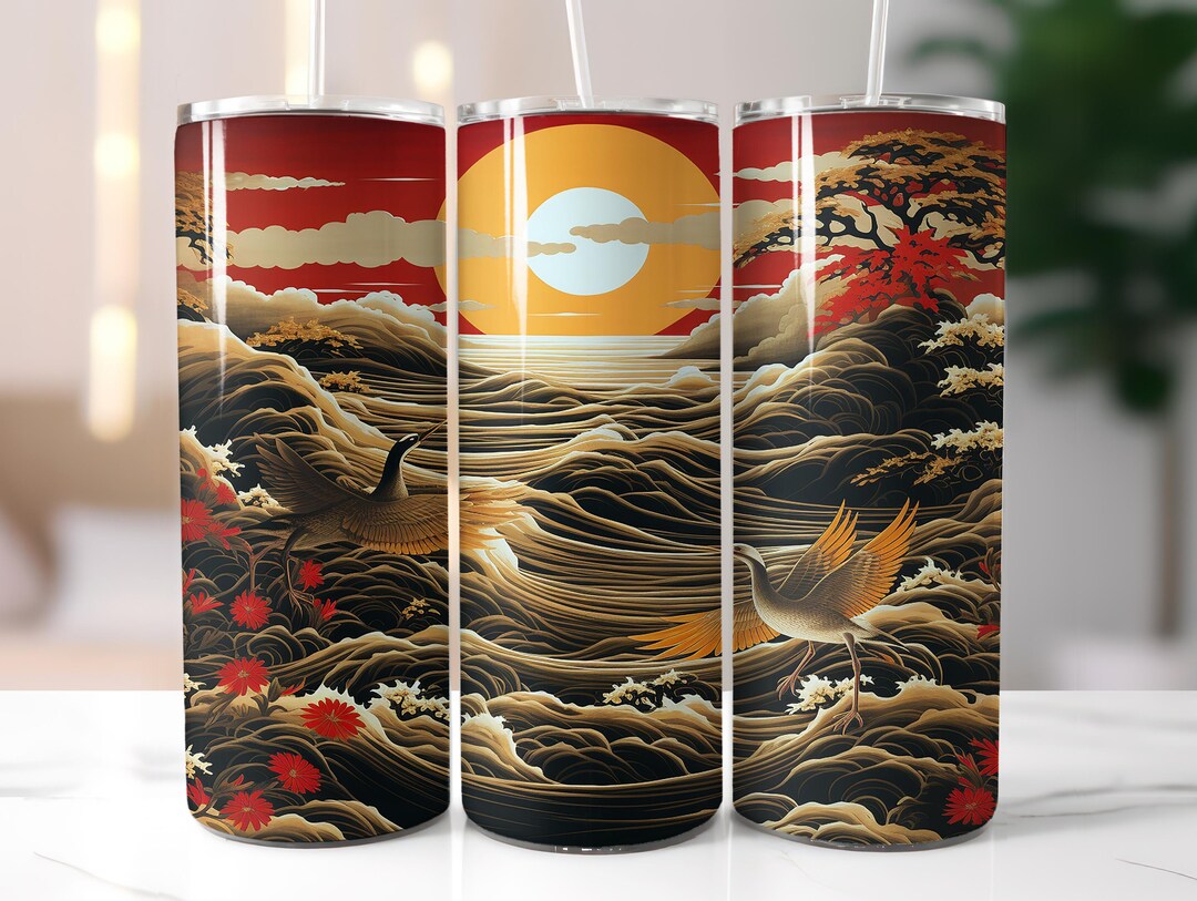 Japanise Sunset Design Tumbler Wrap, 20 Oz Skinny Tumbler Wrap ...