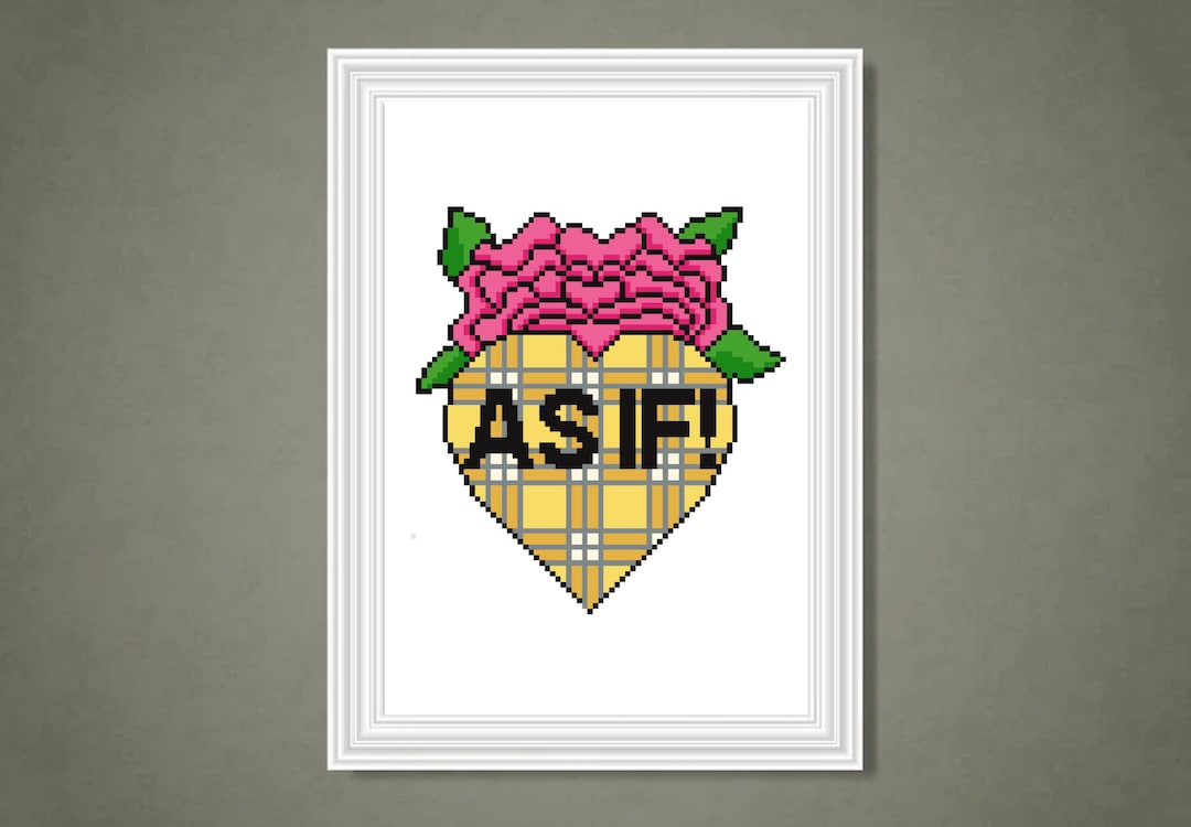 As If Clueless Plaid Heart Cross Stitch Pattern, Floral, Tartan, PDF ...