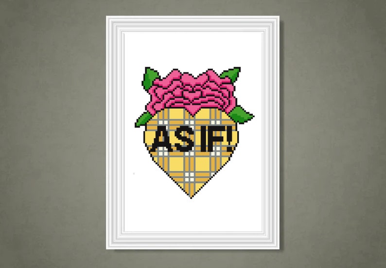 As If Clueless Plaid Heart Cross Stitch Pattern, Floral, Tartan, PDF ...