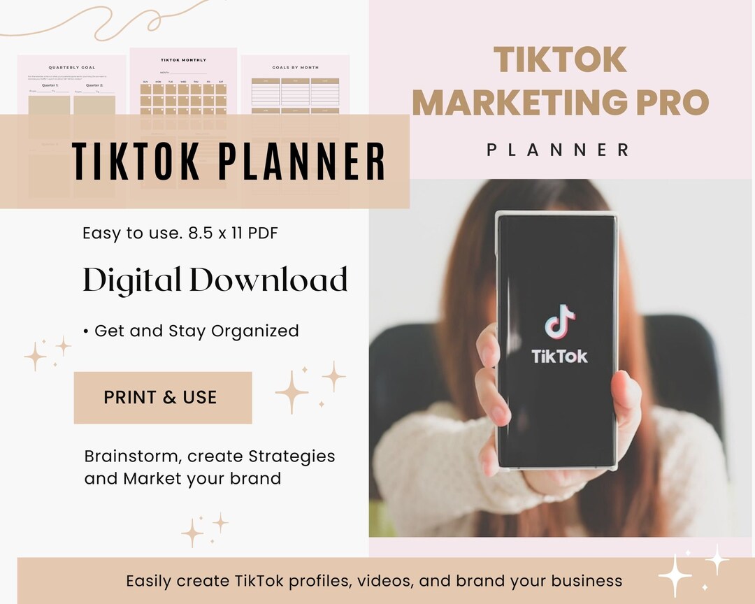 Digital Tik Tok Planner, Boost Content, Post Schedule, Trend Tracking ...