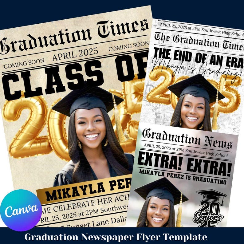 Graduation Newspaper Flyer Template - Etsy