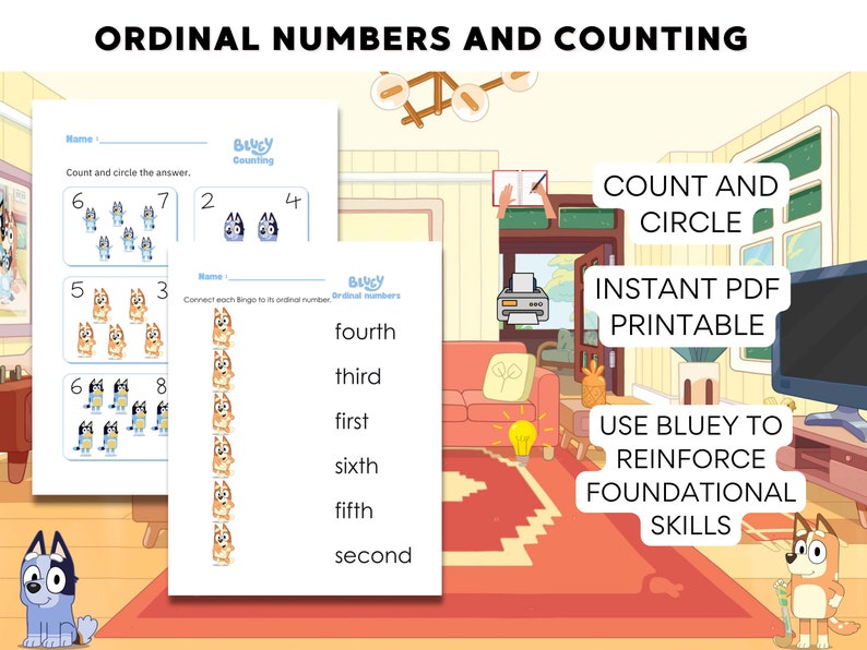 Kindergarten Bluey Counting and Numbers Bundles. 11 Activities. - Etsy