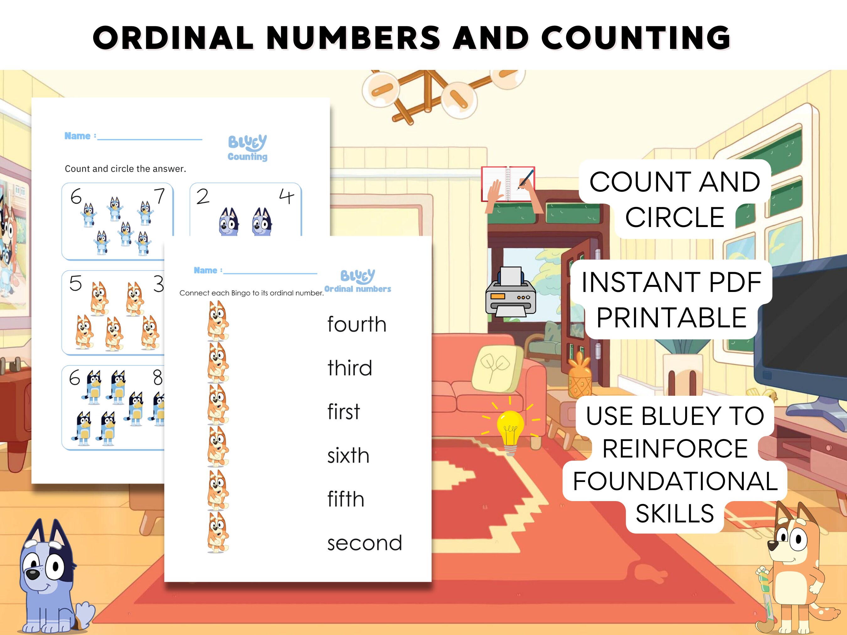 Kindergarten Bluey Counting and Numbers Bundles. 11 Activities. - Etsy