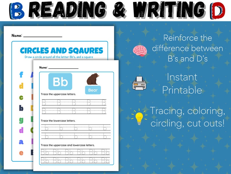 Kindergarten Letter B Versus Letter D 8 Page Bundle - Etsy